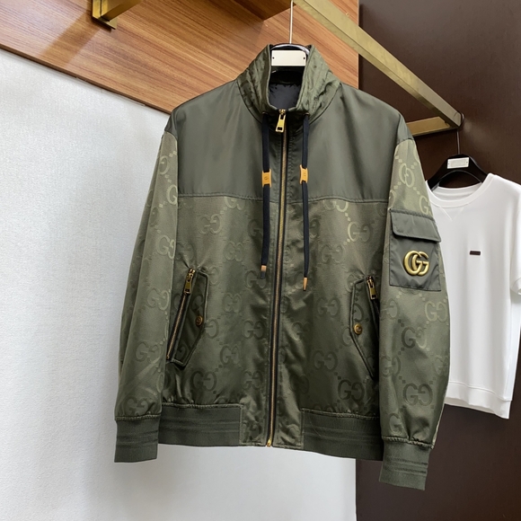 Gucci | Jackets & Coats | Gucci Fashion Small Stand Collar Cotton ...